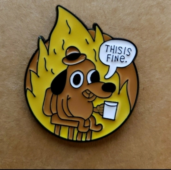 Hand Crafted | Jewelry | This Is Fine Question Hound Meme Enamel Pin ...